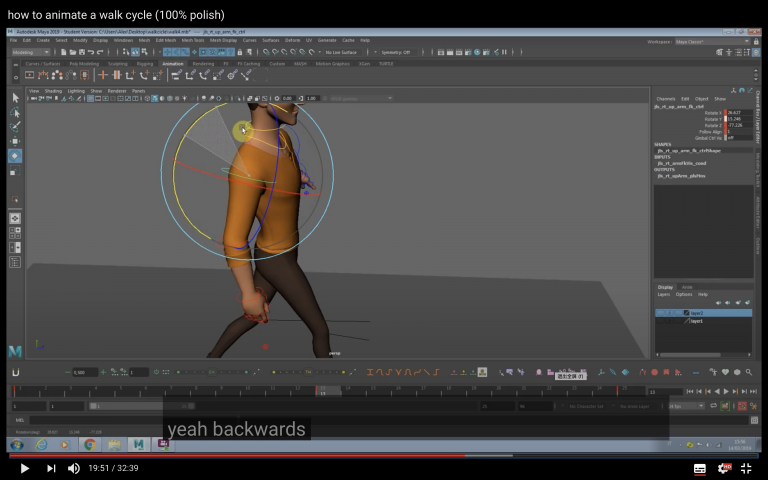 Week 3: whole body walk cycle and constraints | XHong MA 3D computer animation